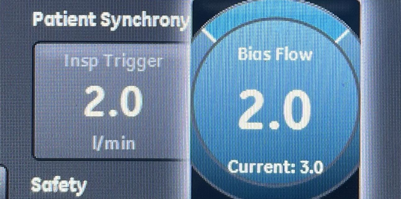 Bias Flow on Various Ventilators (GE CARESCAPE R860 Ventilator, Maquet ...